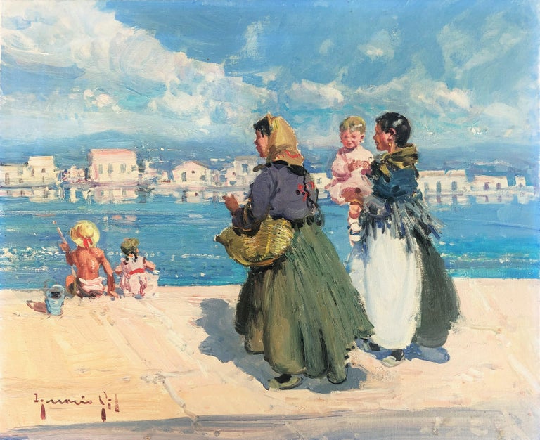 Ignacio Gil Sala - Ibiza port pier Spain oil on canvas painting For ...