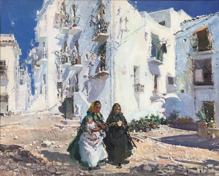 Ignacio Gil Sala - Maternity and white houses Ibiza Spain oil on canvas ...