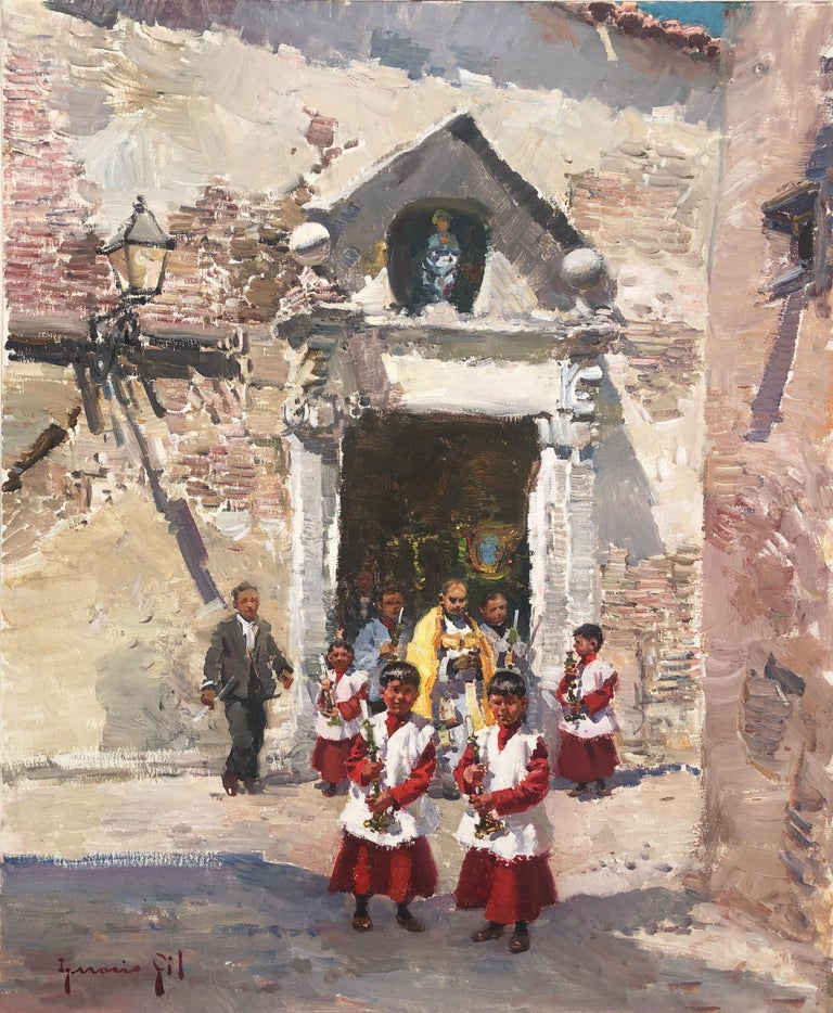 Ignacio Gil Sala - Procession in Ibiza Spain original oil on canvas ...