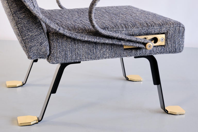 Ignazio Gardella 'Digamma' Armchair in Blue Loro Piana Mélange Fabric ...