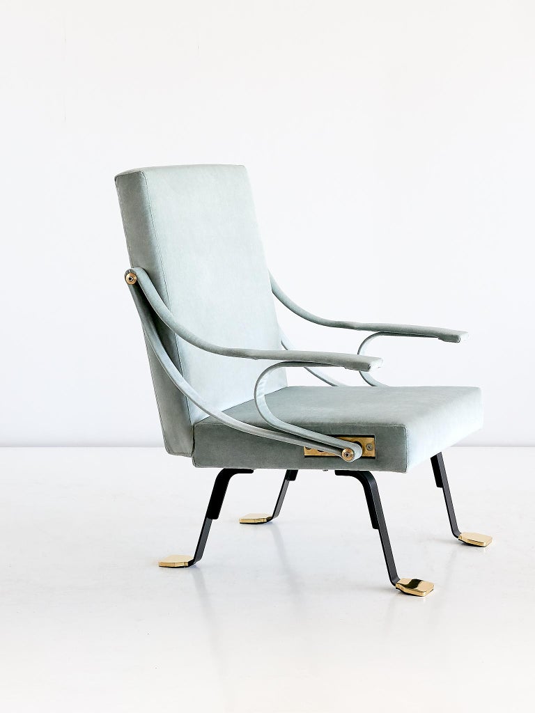 Ignazio Gardella Digamma Lounge Chair and Ottoman in Turquoise Donghia ...