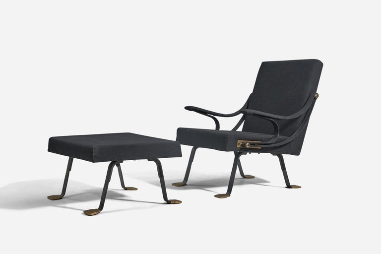 Ignazio Gardella, Lounge Chair and Ottoman, Brass, Fabric, Gavina ...