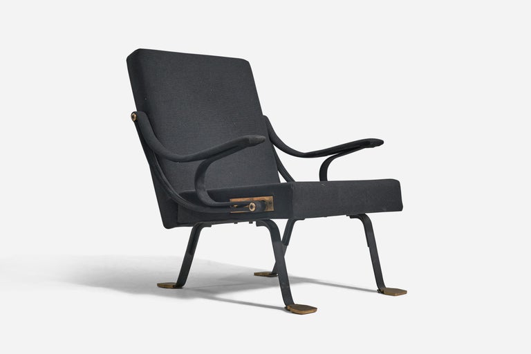 Ignazio Gardella, Lounge Chair and Ottoman, Brass, Fabric, Gavina ...