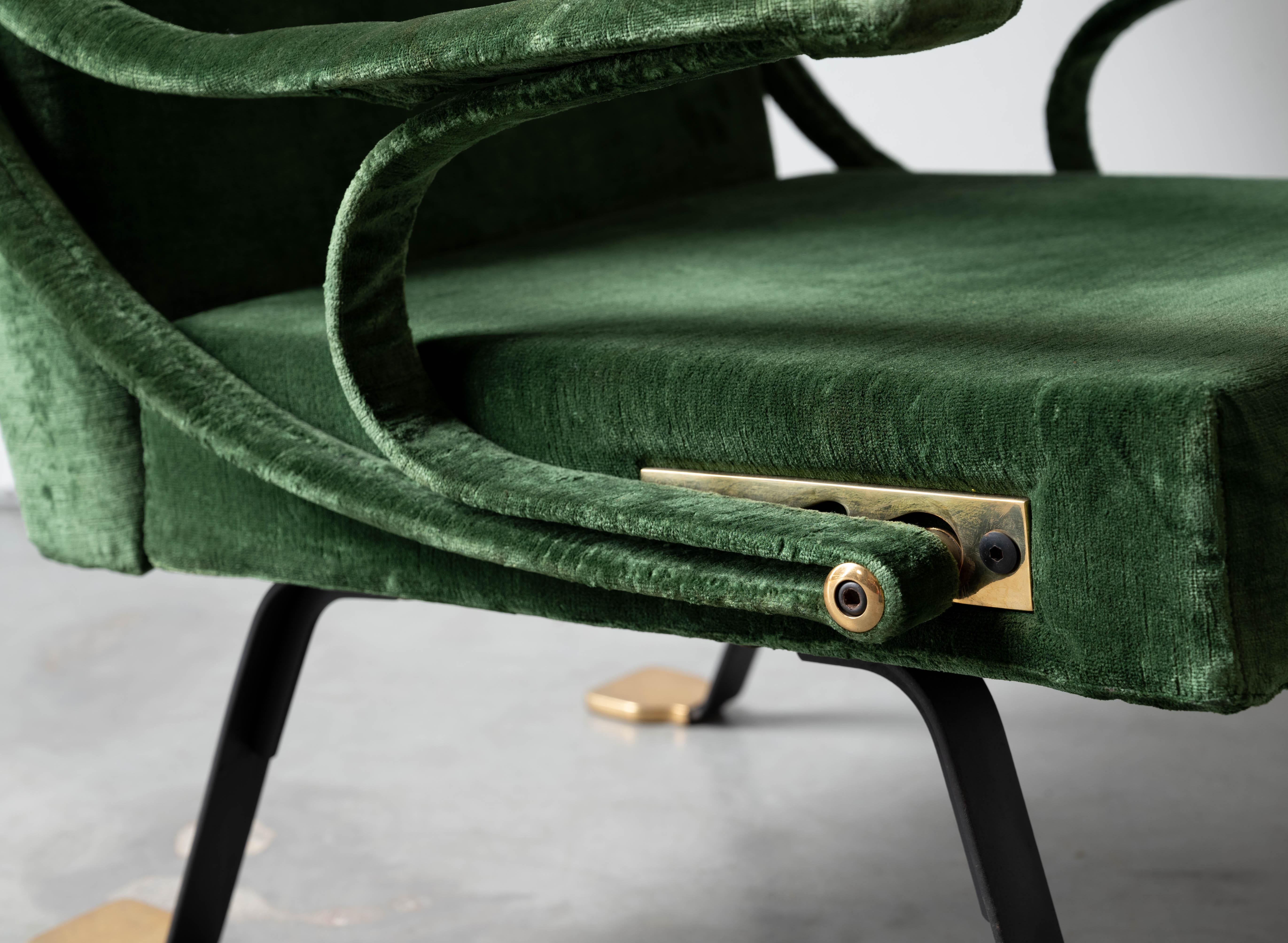 Ignazio Gardella, Lounge Chair, Brass, Metal, Green Velvet, Gavina ...