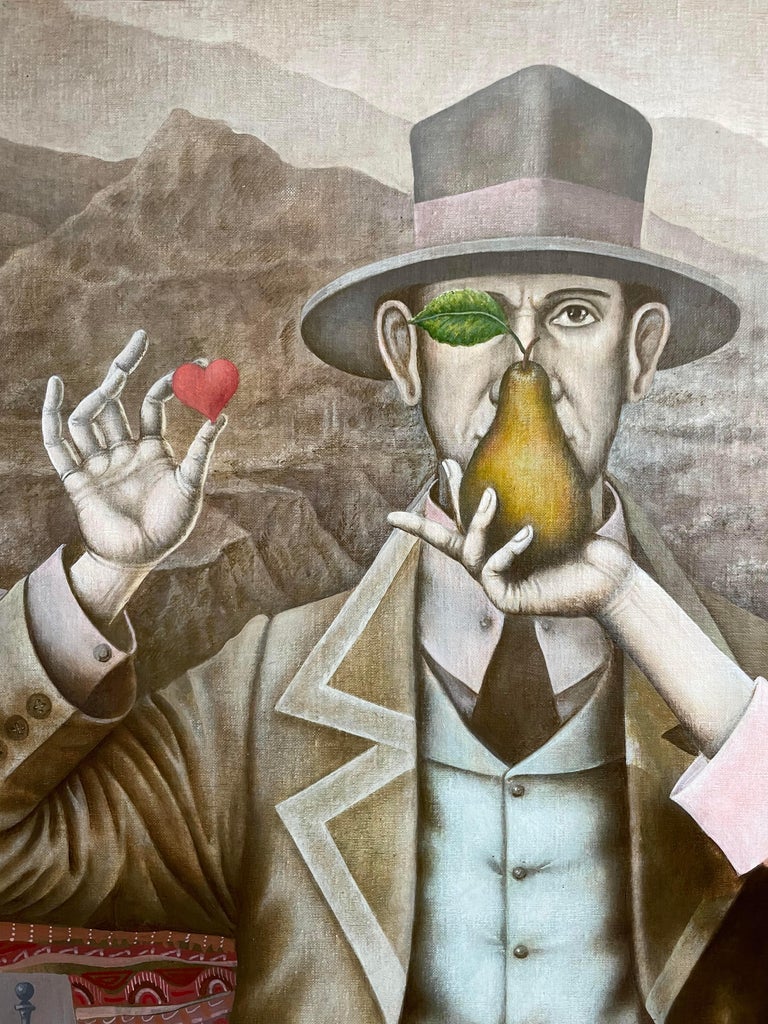 Igor Fomin - Lovers - landscape of imaginary city made in beige, blue ...