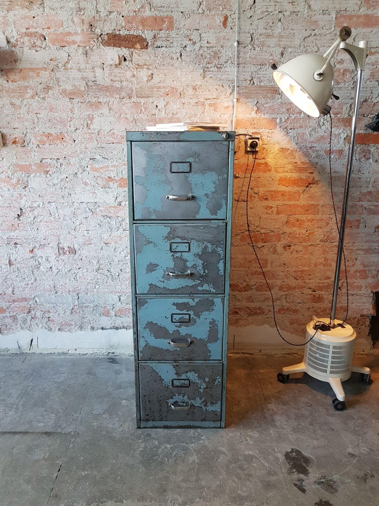 Industrial Metal Cabinet Steel Lockers Four Cabinets Loft Style Brushed ...
