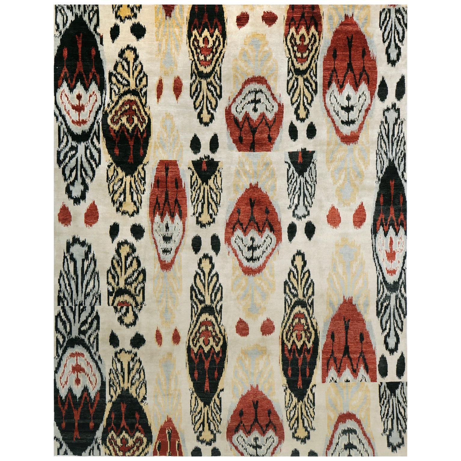 New Transitional Ikat Area Rug with Modern Design and Warm, Neutral ...