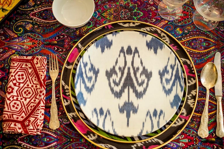 Ikat Dessert Porcelain Plates Set of 6 For Sale at 1stDibs
