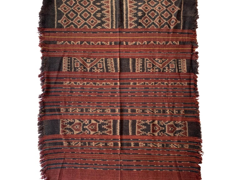 Ikat Textile from Toraja Tribe of Sulawesi with Stunning Tribal Motifs, C. 1920 For Sale at 1stDibs
