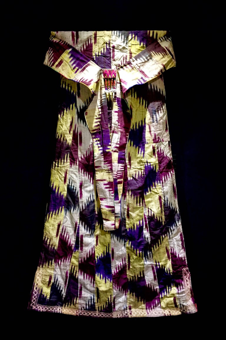 Ikat Uzbek Coat Paranja, Central Asia, 19th Century at 1stDibs