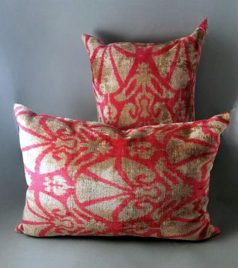 Ikat Woven Rectangular Pillows Pair Handmade In Uzbekistan For Sale at ...