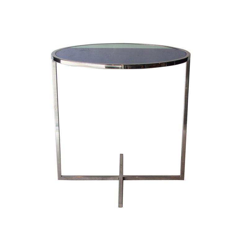 IKB 191 Contemporary Round Chrome Glass Cian Blue Center Table, Spain ...