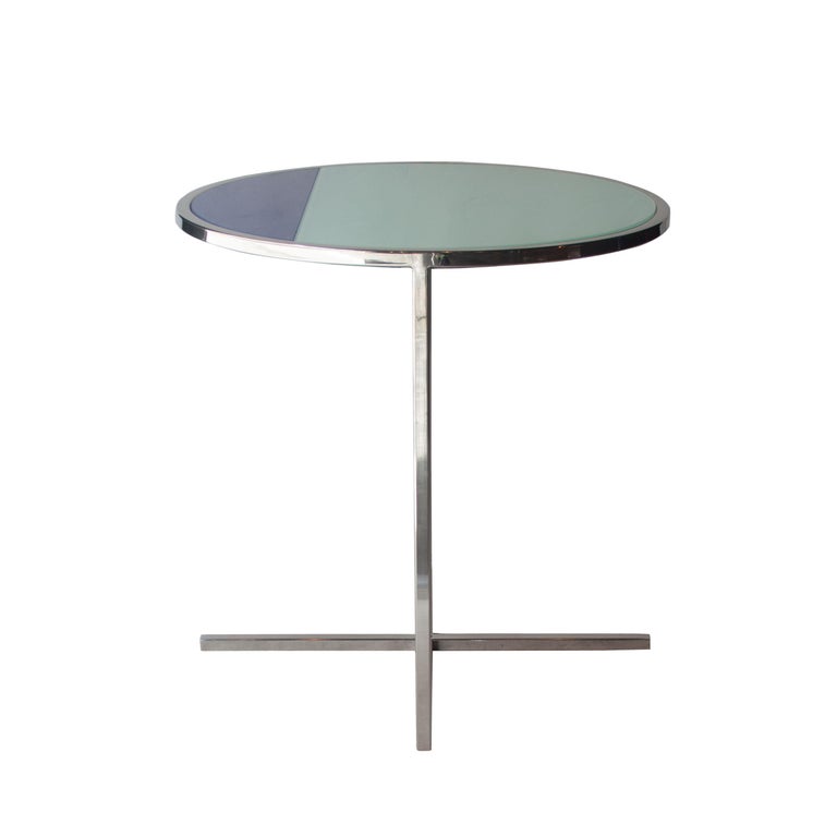 IKB 191 Contemporary Round Chrome Glass Cian Blue Center Table, Spain ...