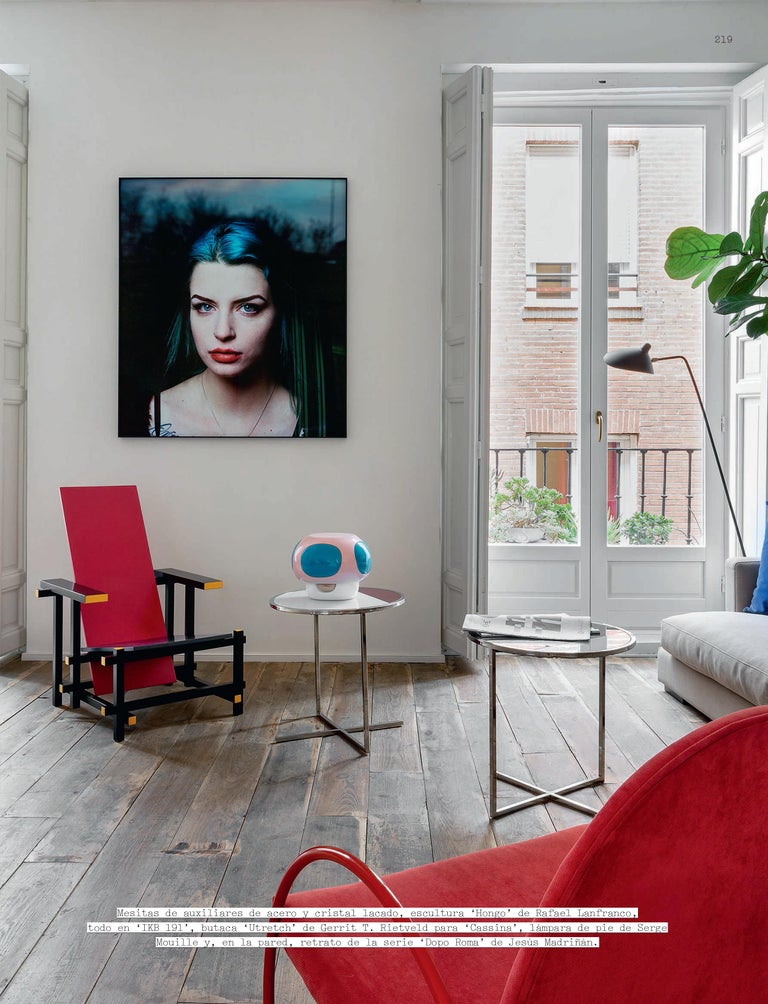 IKB 191 Contemporary Round Chrome Glass Cian Blue Center Table, Spain ...