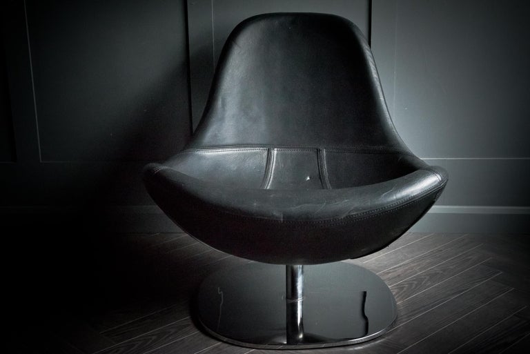 Ikea Black Tub Swivel Chair For Sale at 1stDibs