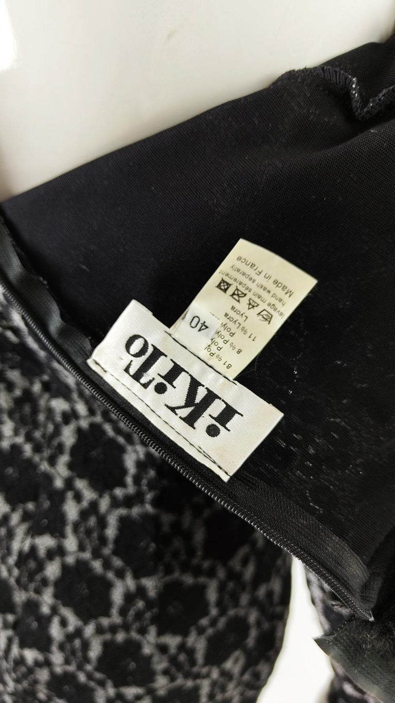 Ikito Vintage 90s Sexy Black Lace Faux Fur Trim Off the Shoulder Party ...