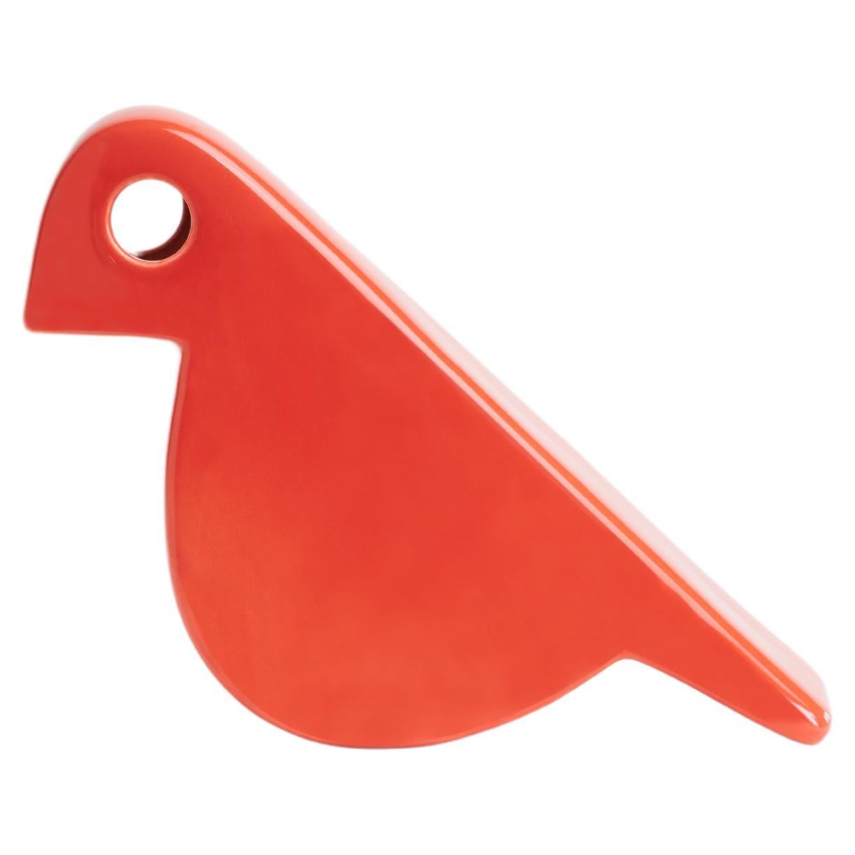 IKN 24 Bird Figure cm.15Hx20L Coral Red Glossy For Sale at 1stDibs