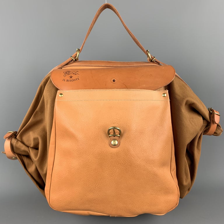 IL BISONTE MAREMMANA Solid Tan Canvas Leather Trim Backpack at 1stDibs