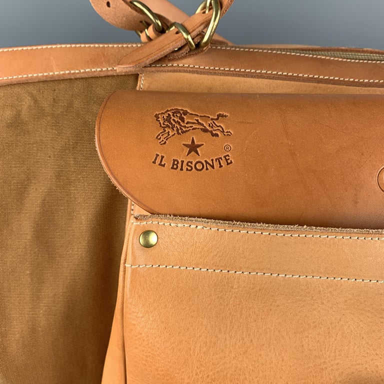 IL BISONTE MAREMMANA Solid Tan Canvas Leather Trim Backpack at 1stDibs