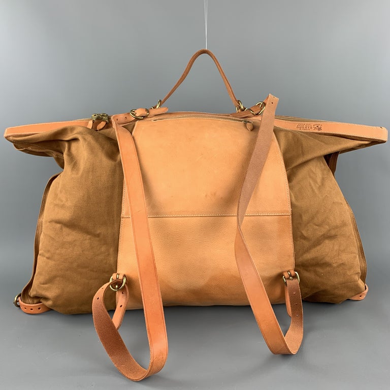 IL BISONTE MAREMMANA Solid Tan Canvas Leather Trim Backpack at 1stDibs