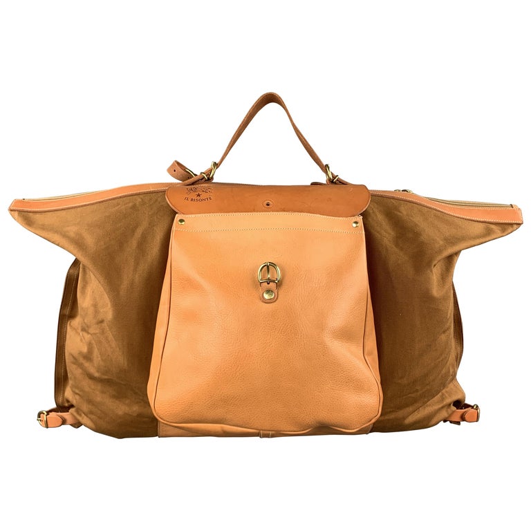 IL BISONTE MAREMMANA Solid Tan Canvas Leather Trim Backpack at 1stDibs