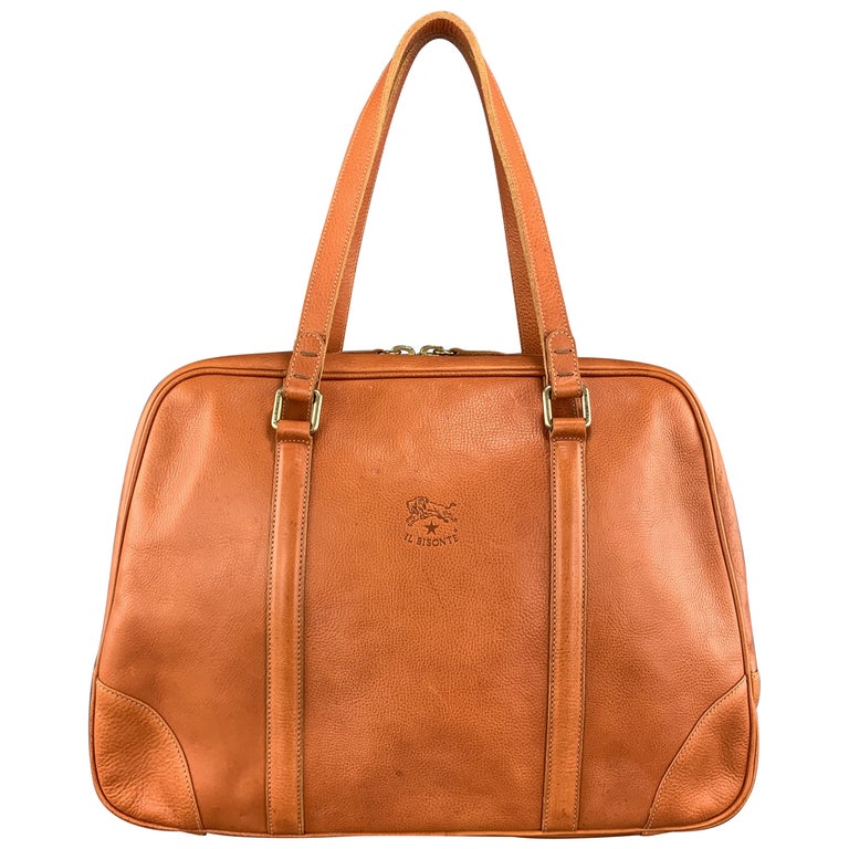 IL BISONTE Orange Leather Top Handles Bowler Handbag at 1stDibs
