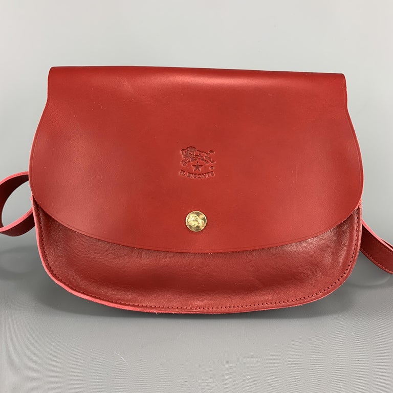 IL BISONTE Red Leather cLASSIC Saddle Cross Body Handbag at 1stDibs
