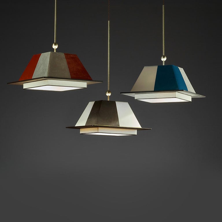 Il Tocco Slate Gray and Ivory Pendant Light For Sale at 1stDibs