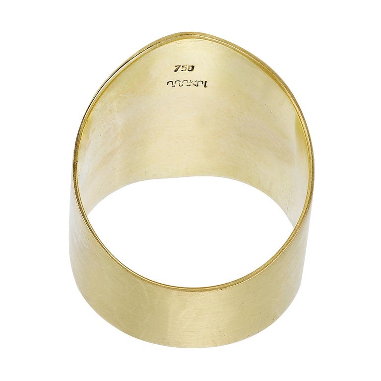 18 Karat Gold Evil Eye Shield Ring with at 1stDibs | gold evil eye ring