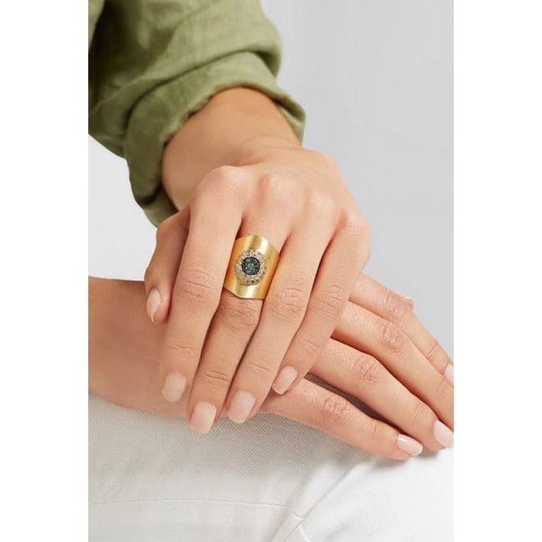 18 Karat Gold Evil Eye Shield Ring with at 1stDibs | gold evil eye ring