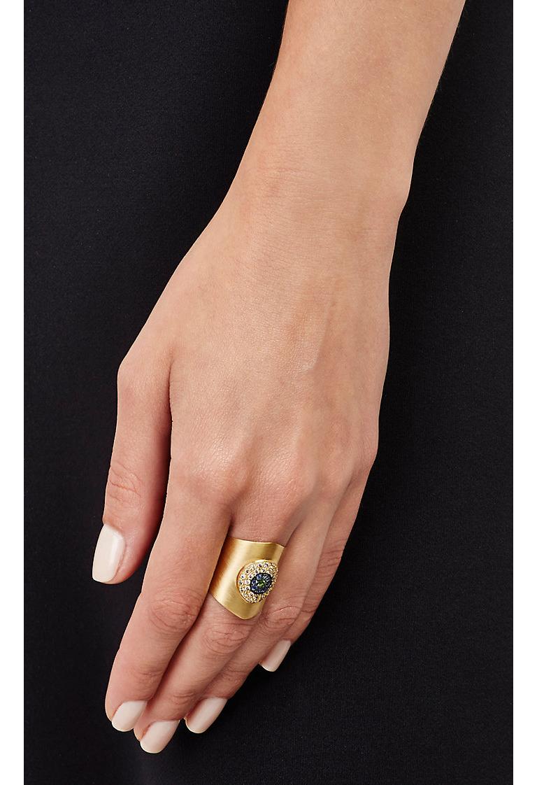 18 Karat Gold Evil Eye Shield Ring with at 1stDibs | gold evil eye ring