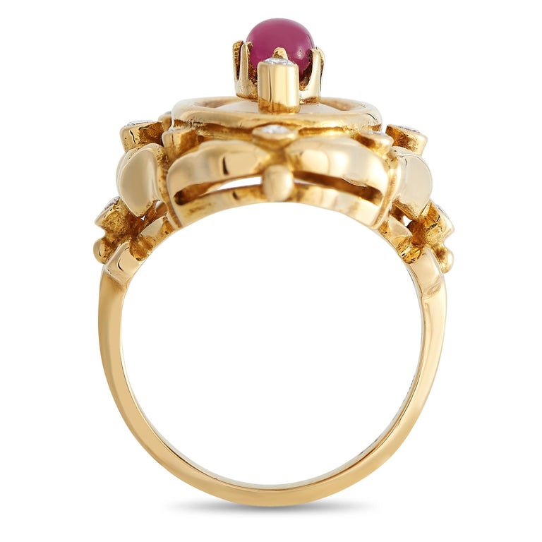 Ilias Lalaounis 18K Yellow Gold 0.20 ct Diamond, Ruby and Crystal Ring ...