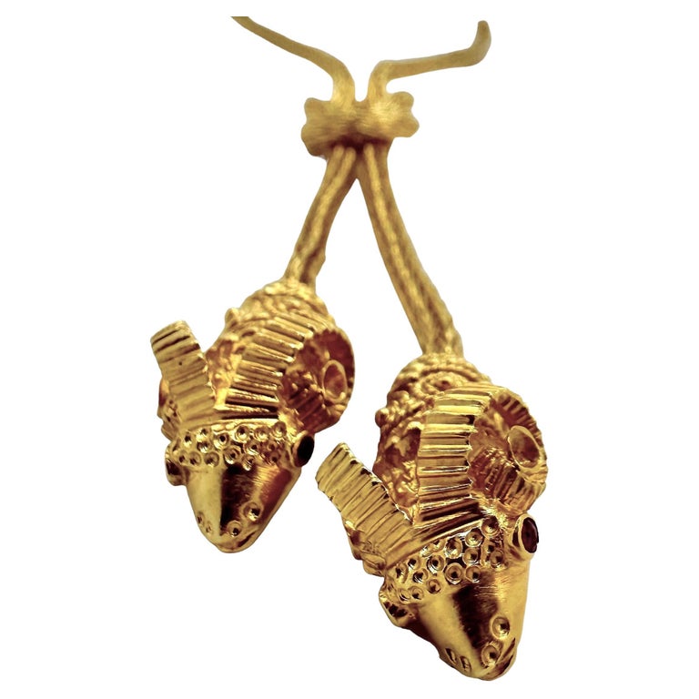 Ilias Lalaounis 18K Yellow Gold Rams Head Motif Lariat Style Greek ...