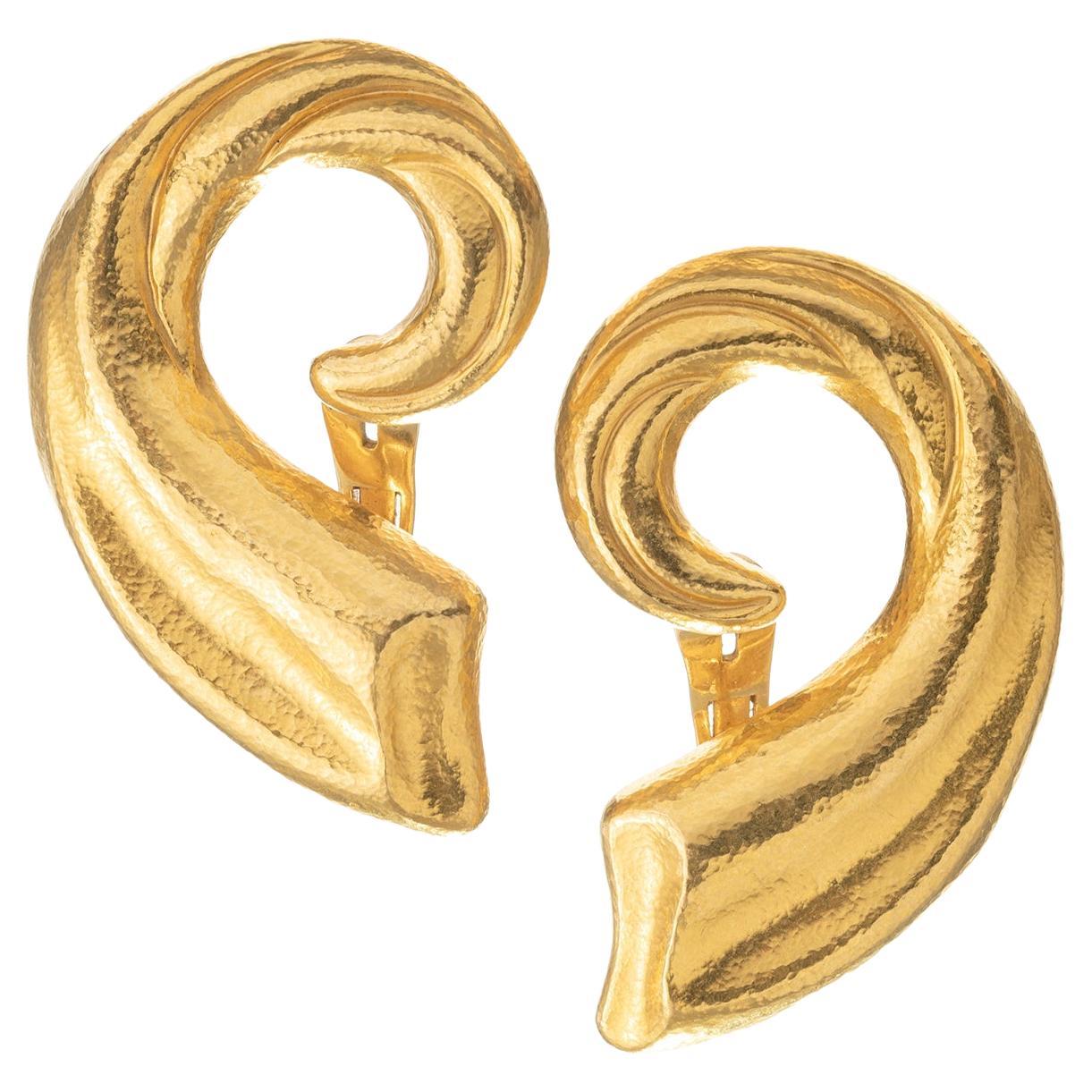 Ilias Lalaounis Large 18k Yellow Gold Minoans and Mycenaeans Earrings For Sale at 1stDibs