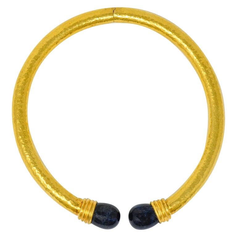 Ilias Lalaounis Vintage Sodalite 22 Karat Gold Torque Collar Necklace ...