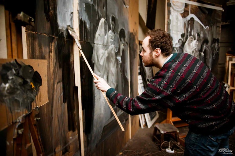 Iliya Mirochnik - Iliya Mirochnik, "Portrait of Artyom Norsov," 63in x 29.5in , oil on canvas ...