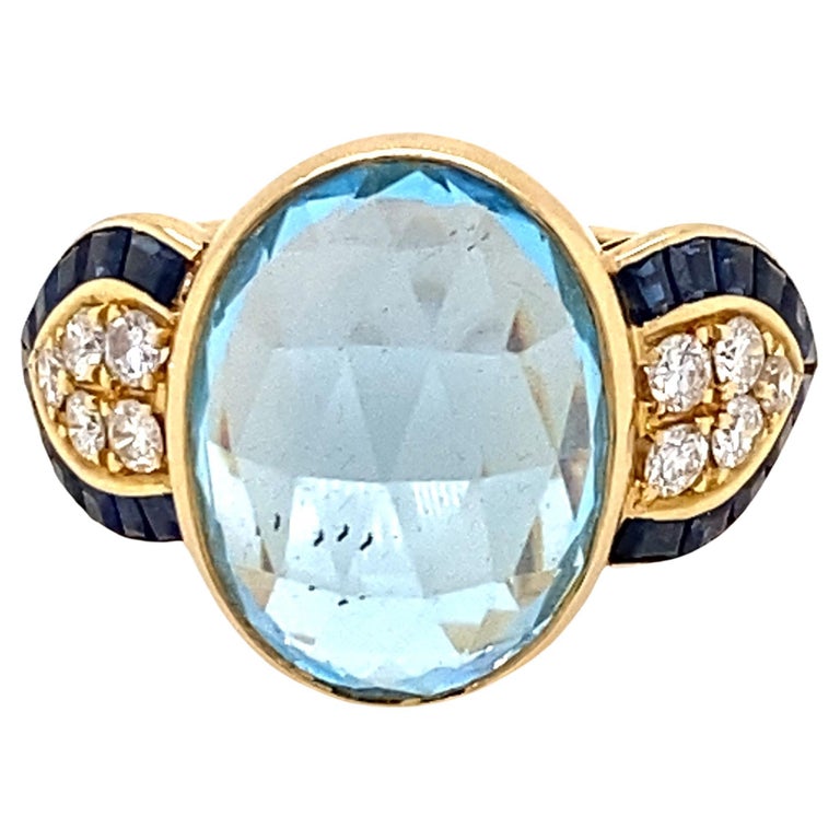 Illario Diamond Sapphire Topaz Cocktail Ring For Sale at 1stDibs