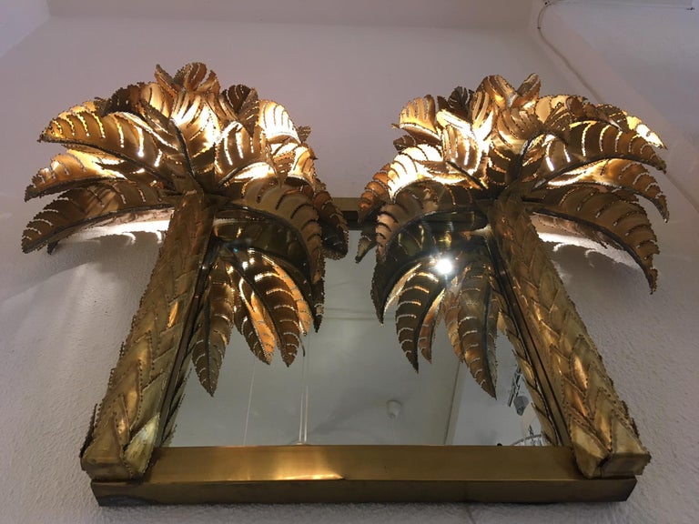 Illuminated Brass Palm Tree Mirror at 1stDibs | palm tree mirrors