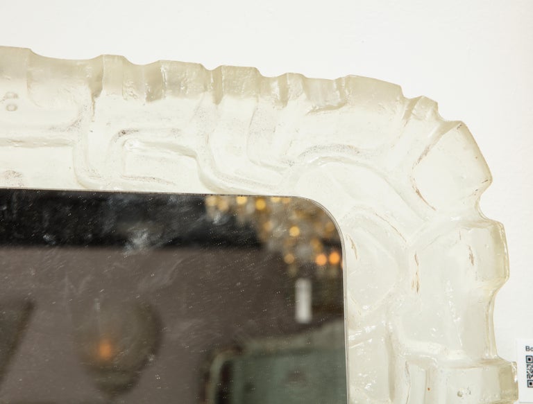 Illuminated Rectangular Mirror with Molded Resin Scalloped Frame at 1stDibs