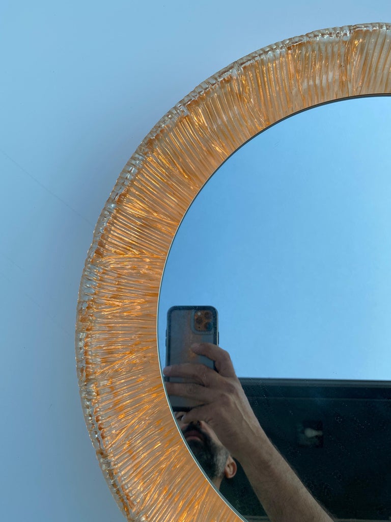 Illuminated Round Acrylic Mirror For Sale at 1stDibs