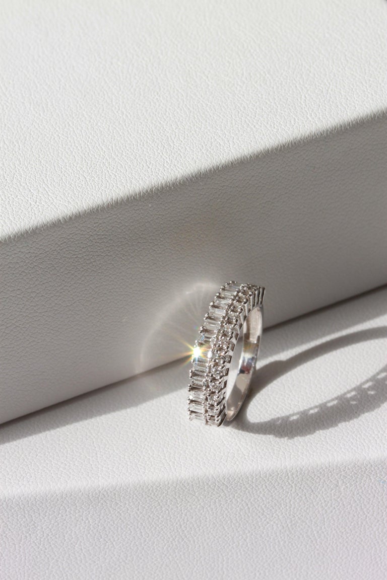 Illusion Eternity Ring with Baguette and Round Diamonds in White Gold ...