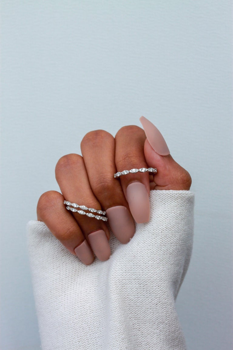 Illusion Marquise VS-VVS Diamond Stack Ring Set For Sale at 1stDibs