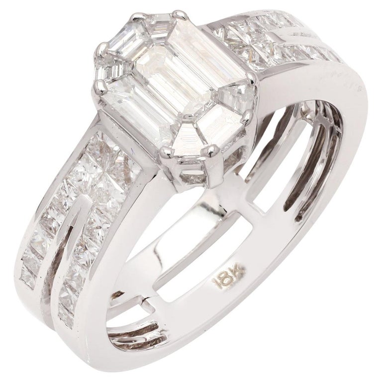 Illusion Oval Diamond Center with Squares Set in Chanel on the Shank in ...