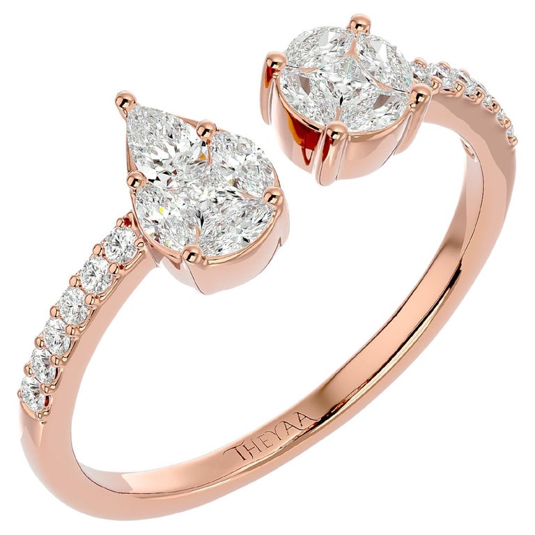 Illusion Pear and Round Diamond Ring in 18 Karat Gold For Sale at 1stDibs