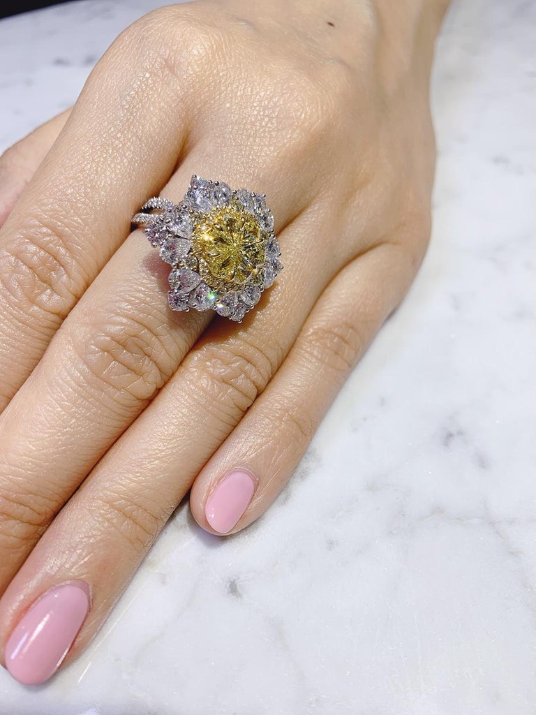 Illusion Pie Cut Fancy Yellow Diamond Ring For Sale at 1stDibs | pie ...