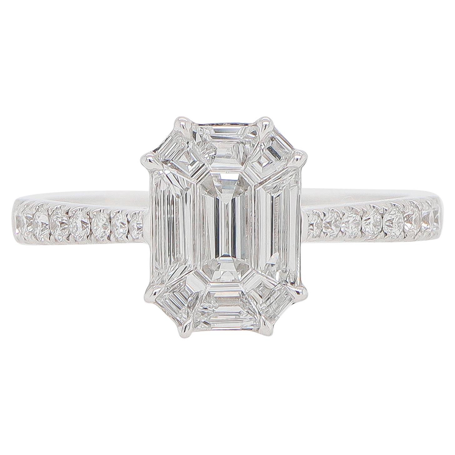 Illusion Set Ring 98 Diamonds 0.83 Carat 18 Karat Gold at 1stDibs