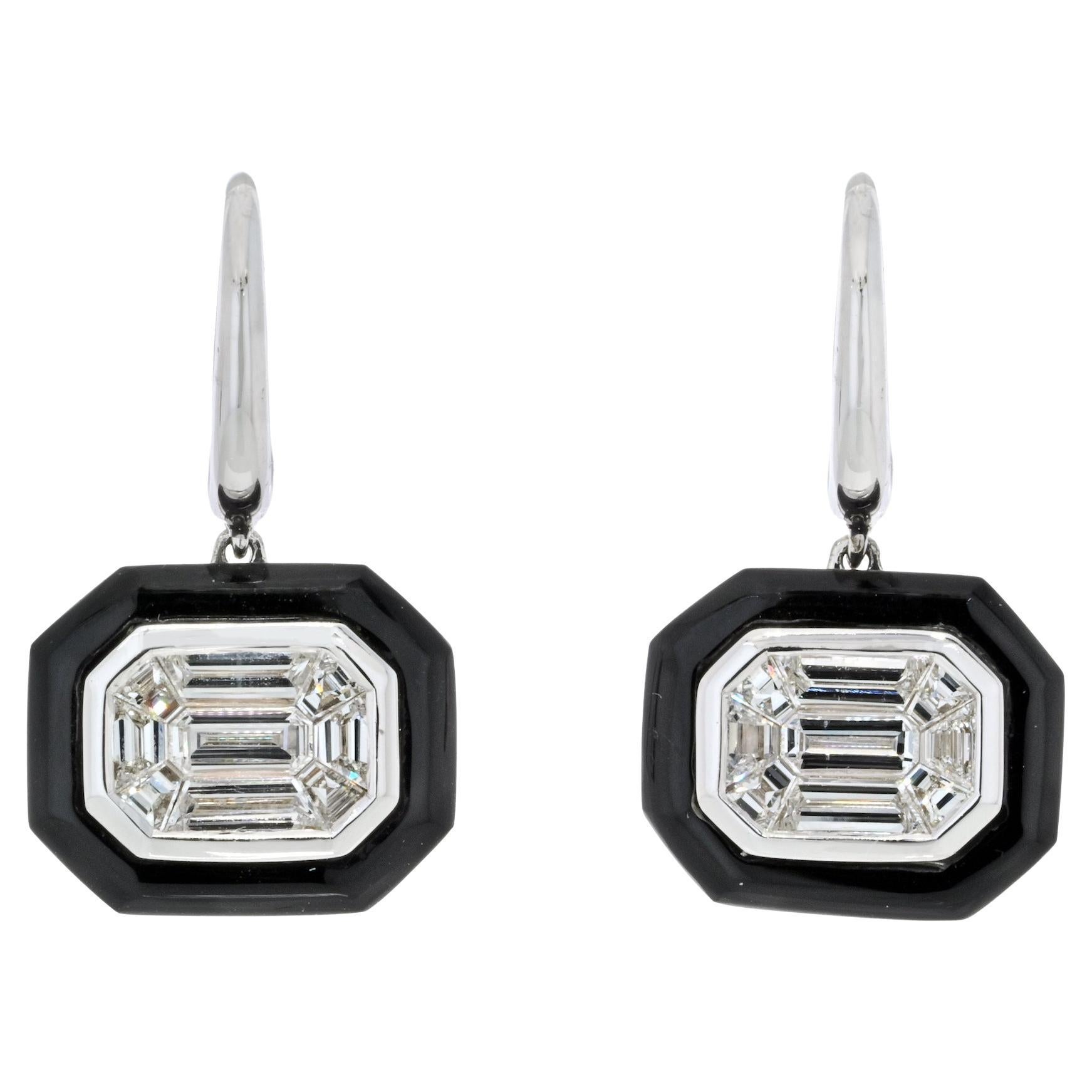 Emerald Cut Peridot Diamond Pave Earrings For Sale at 1stDibs