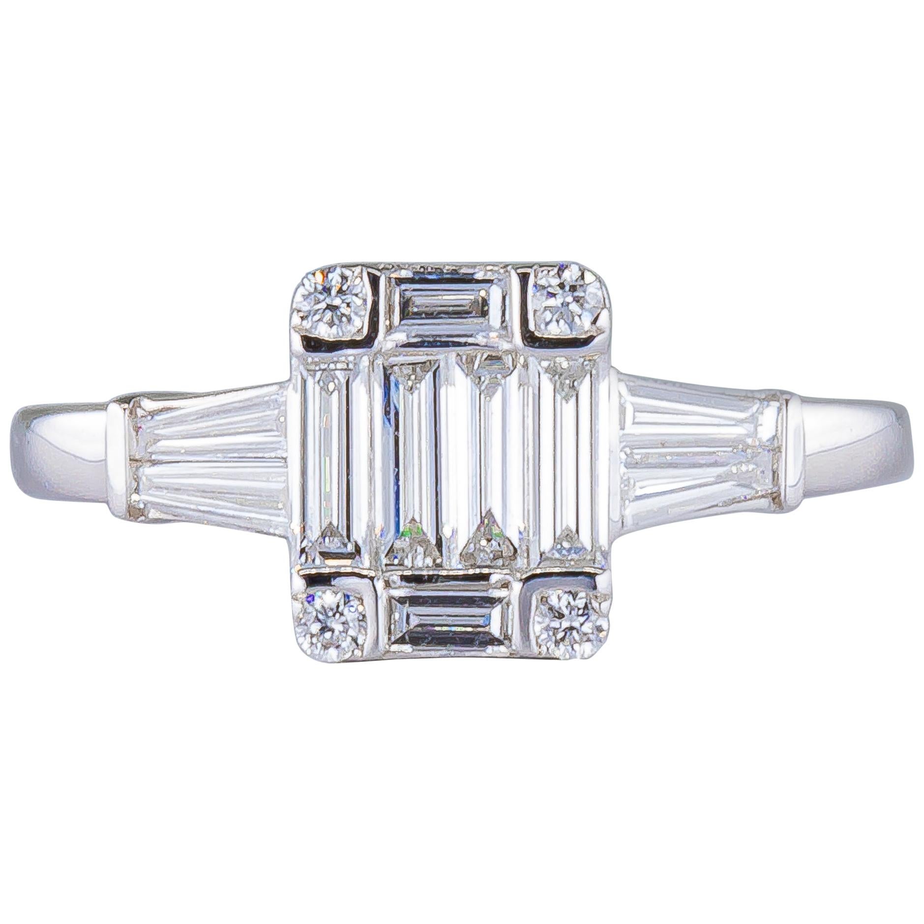 Illusion Set Ring 14 Diamonds 0.67 Carat 18 Karat Gold at 1stDibs