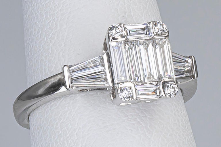 Illusion Set Ring 14 Diamonds 0.67 Carat 18 Karat Gold at 1stDibs