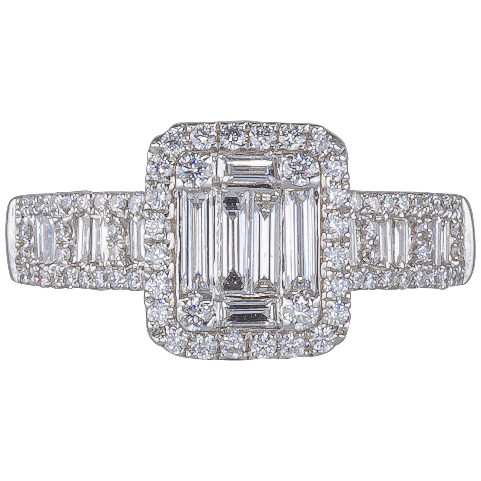 Illusion Set Ring 98 Diamonds 0.83 Carat 18 Karat Gold at 1stDibs